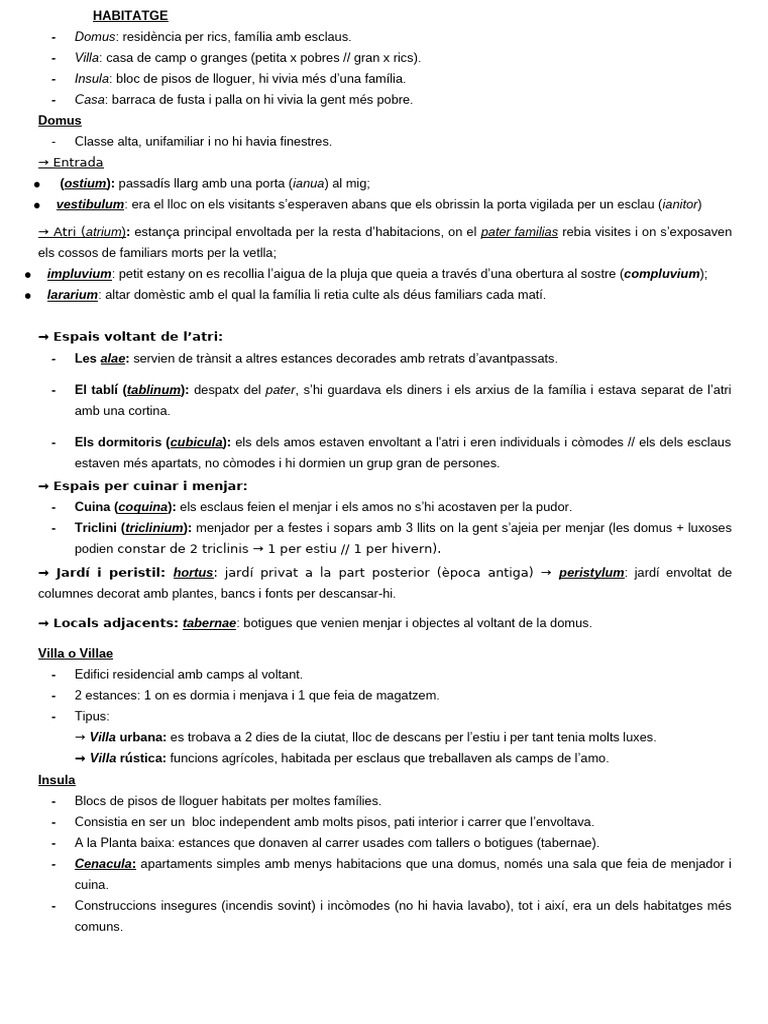 Resumen Latín Habitatge Domus | PDF
