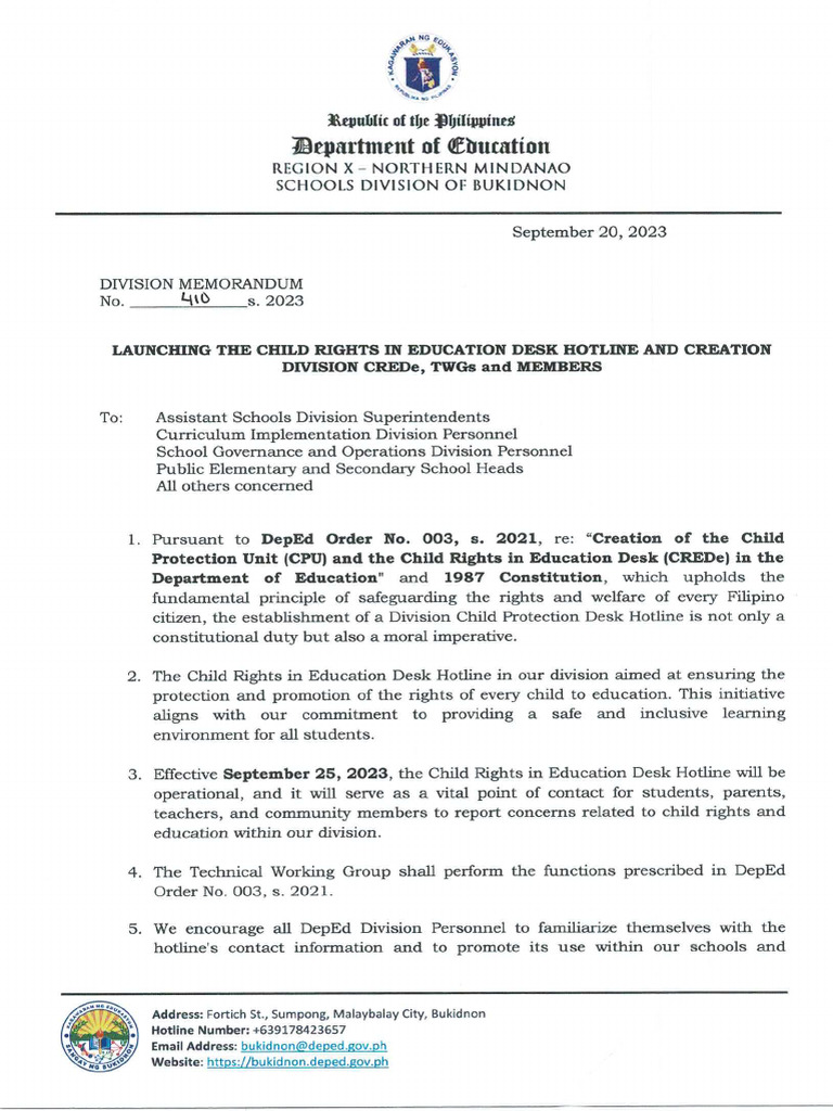 DM No. 410 S. 2023 | PDF