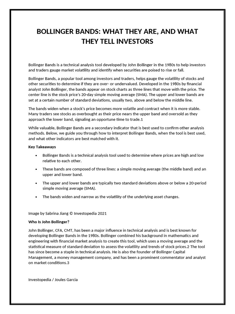 Bollinger Bands | PDF | Volatility (Finance) | Technical Analysis