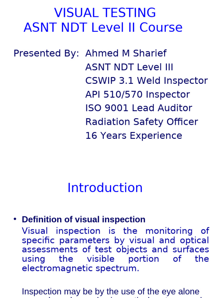 Visual Testing Level II - TWI | PDF | Light | Electromagnetic Radiation