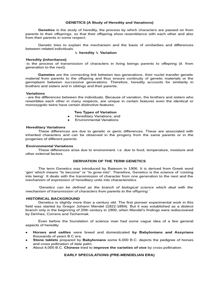 Understanding Genetics: Heredity & Variation | PDF | Dna | Gene