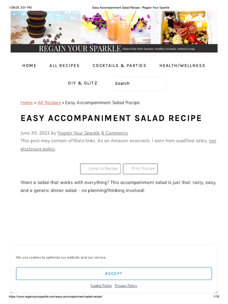 Easy Accompaniment Salad Recipe - Regain Your Sparkle | PDF | Salad ...
