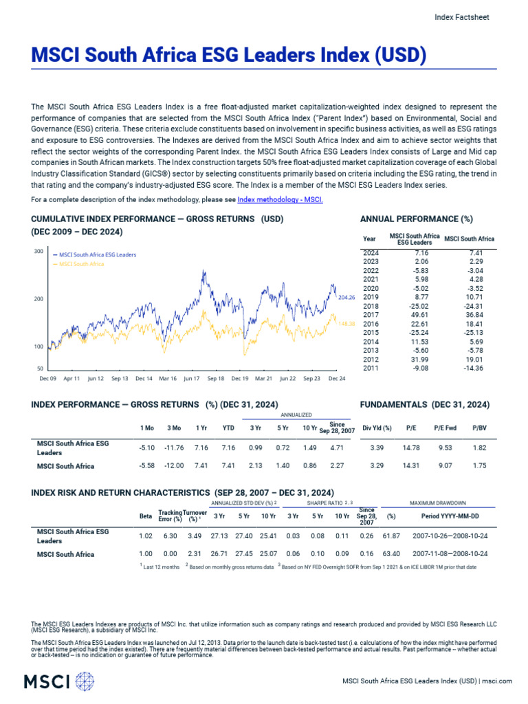 Msci South Africa Esg Index Usd Gross | PDF | Msci | Investing
