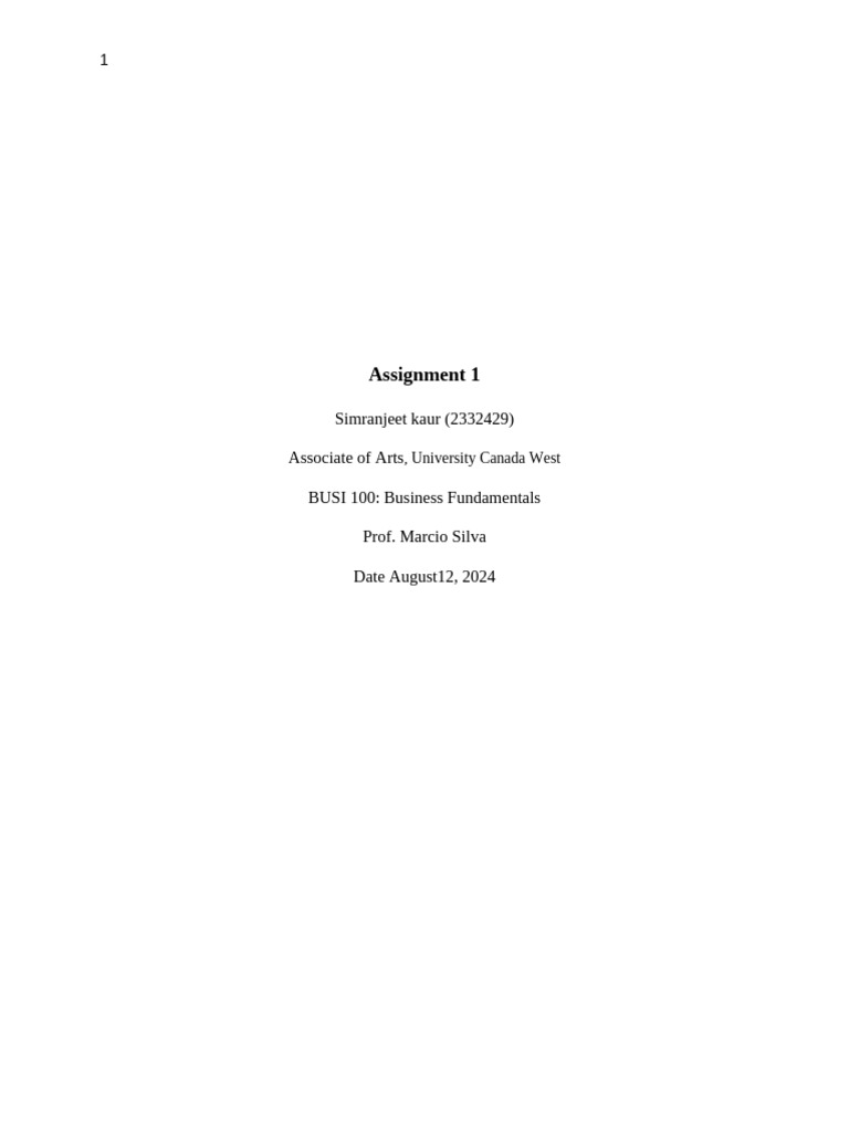 Assignment 1 Bussi (2332429) | PDF | Partnership | Business