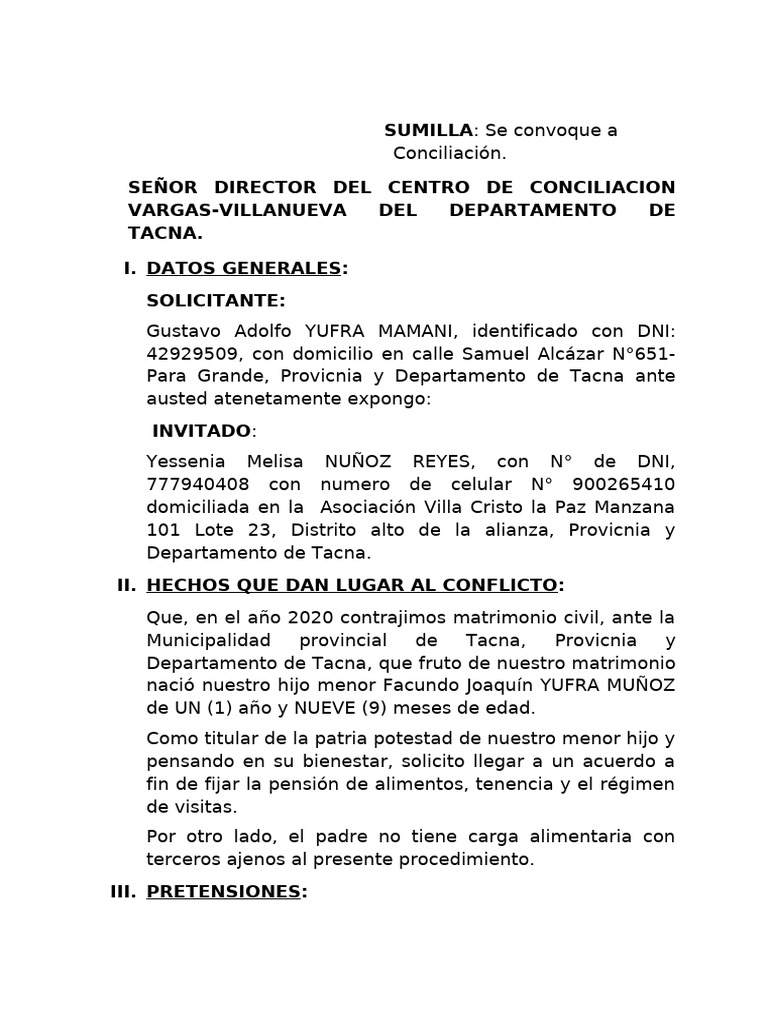 Solicitud para Invitacion A Conciliar | PDF