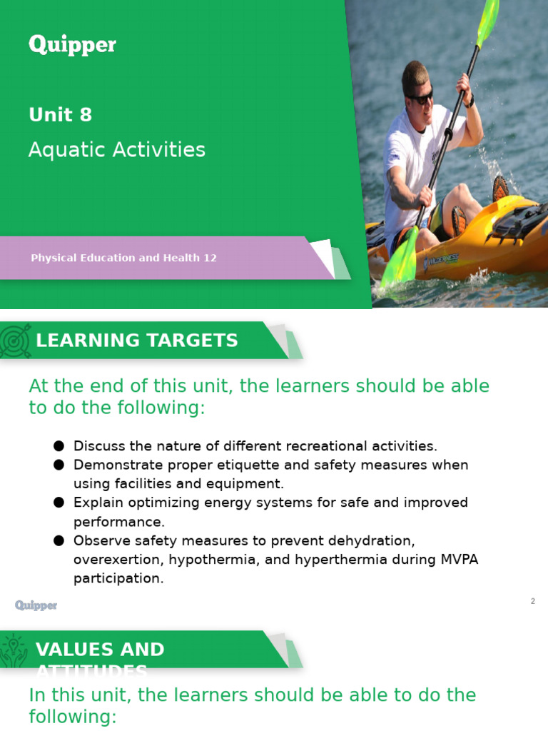 Unit 8 Aquatic Activities | PDF | Kayak | Scuba Diving