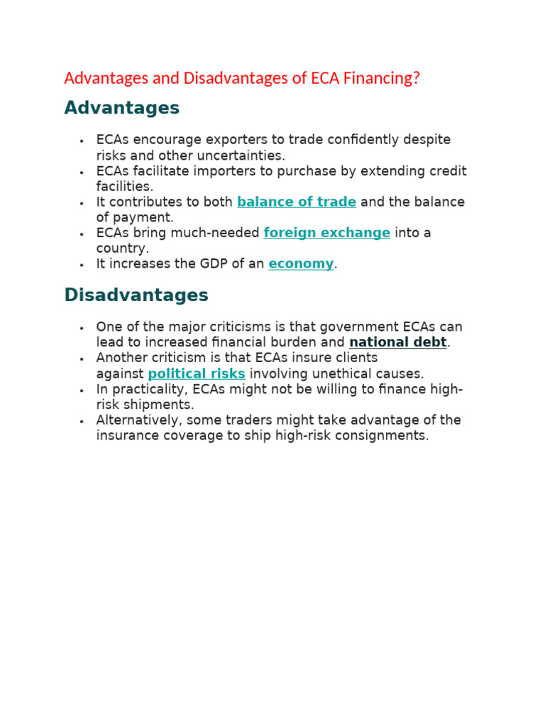 Advantages and Disadvantages of ECA Financing | PDF
