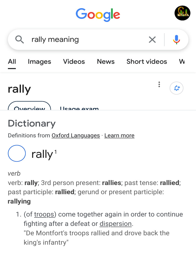 Rally Definition and Usage Guide | PDF | Verb | Linguistics