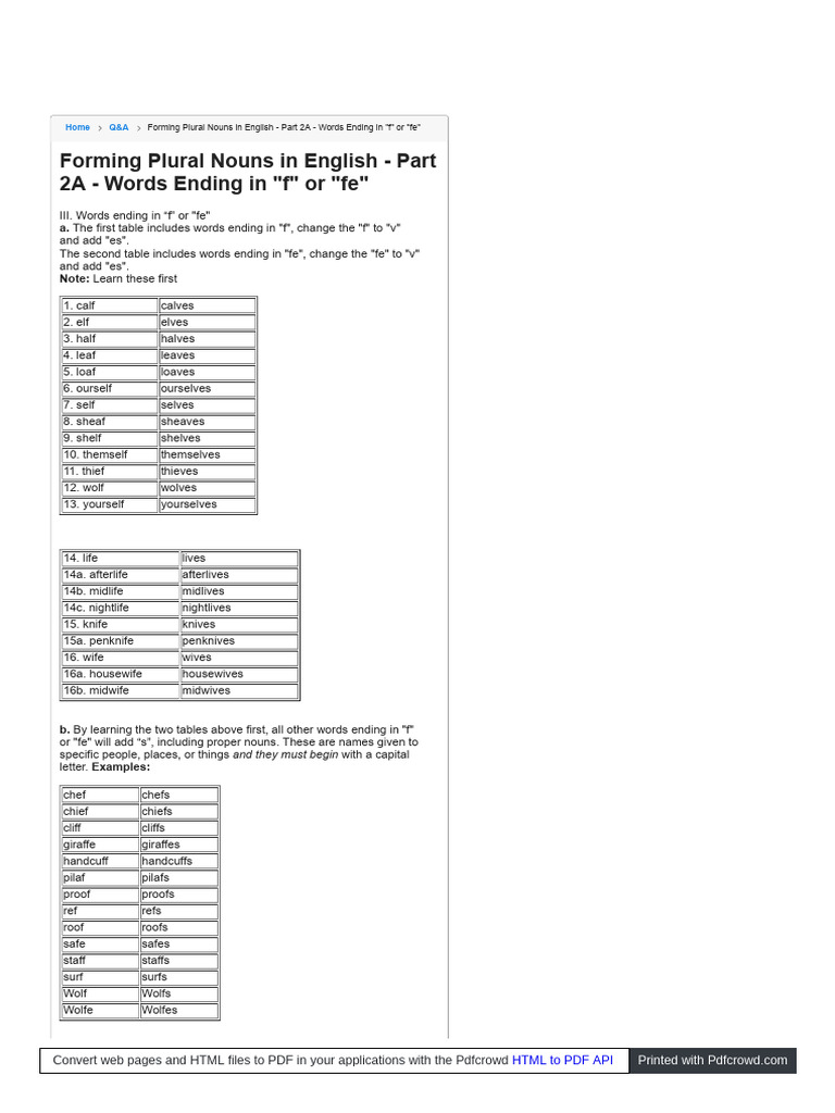Forming Plural Nouns English | PDF | Linguistics