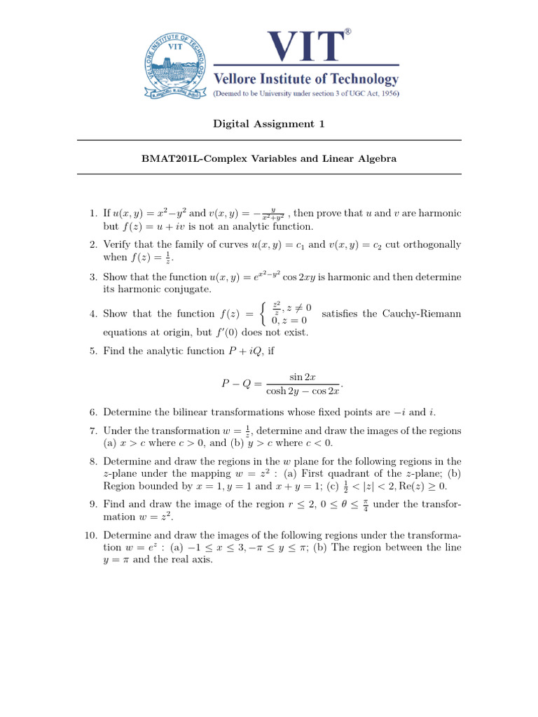 BMAT201L Win 24 25 Digital Assignment 1 | PDF