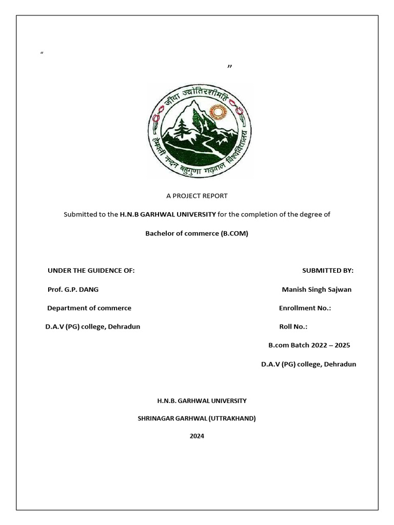 Manish Singh Sajwan Final Assigment Bcom V Sem | PDF | Retail ...