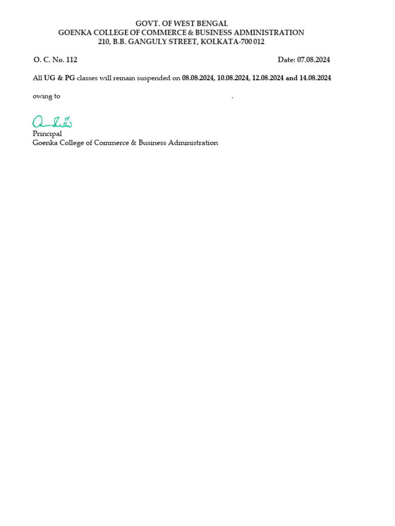 Class Suspension for B.Com Exams | PDF