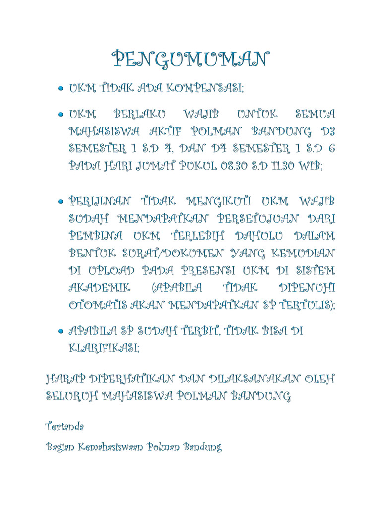 Pengumuman Ukm | PDF