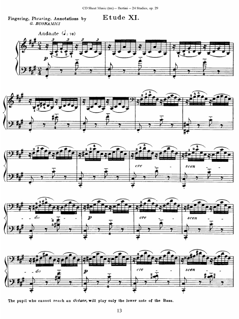 Henri Bertini - Etude Opus 29 no.11 | PDF