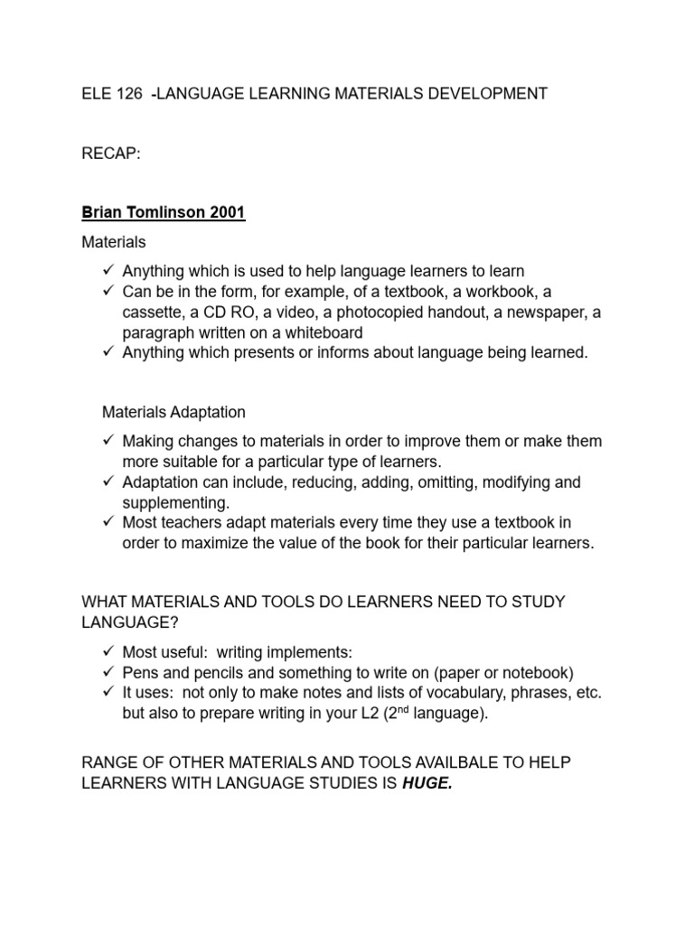 Language Learning Materials Development | PDF | Language Education | Teachers