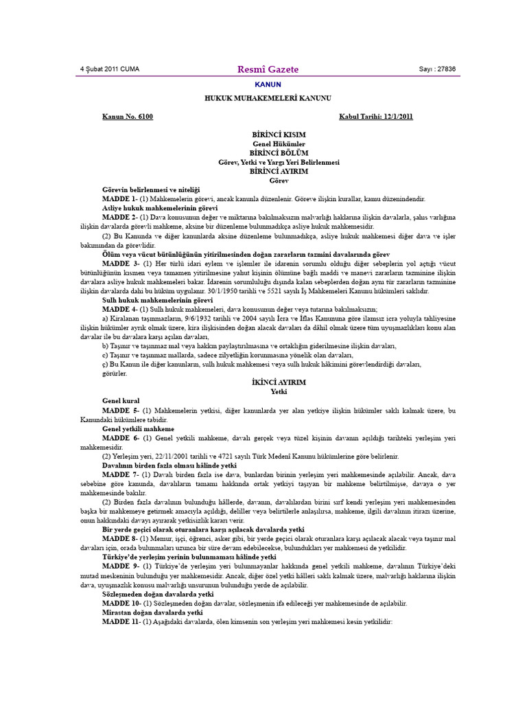 Hukuk Muhakemeleri Kanunu | PDF