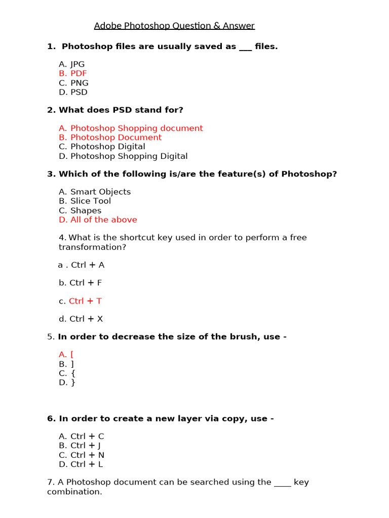 Adobe Photoshop Question | PDF | Adobe Photoshop | Image Editing