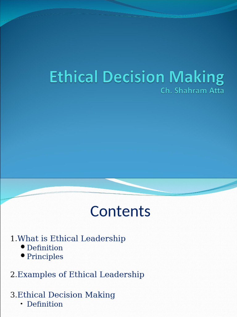 11-Ethical Decision Making | PDF | Leadership | Decision Making