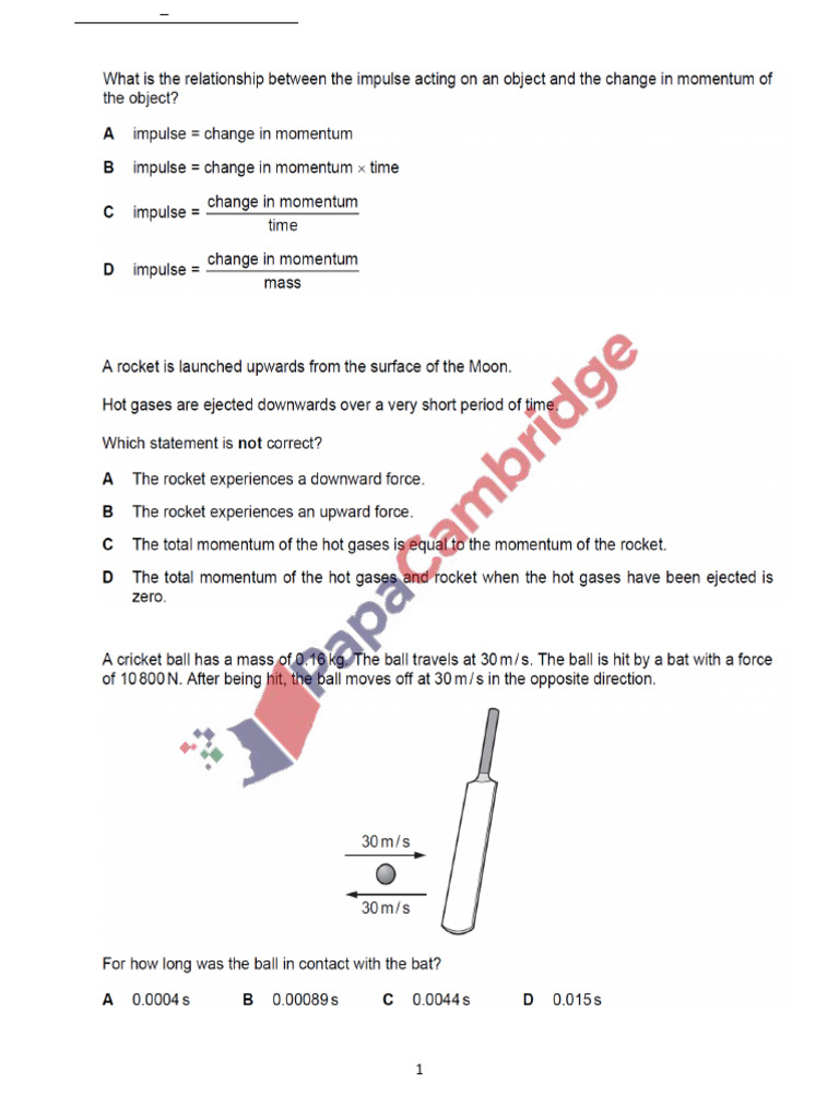 2021 N Momentum Igcse 0625 | PDF