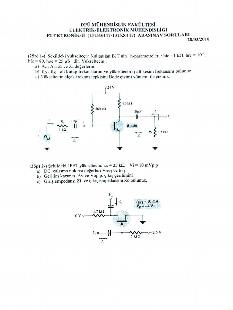 Elektronik 2 Vize Cevap Anahtar 2 | PDF