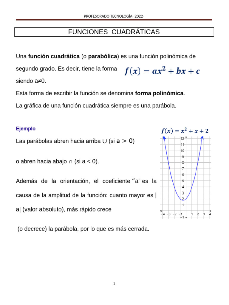 Trabajo Practico - Funciones Cuadraticas-2022 | PDF | Ecuación cuadrática | Ecuaciones