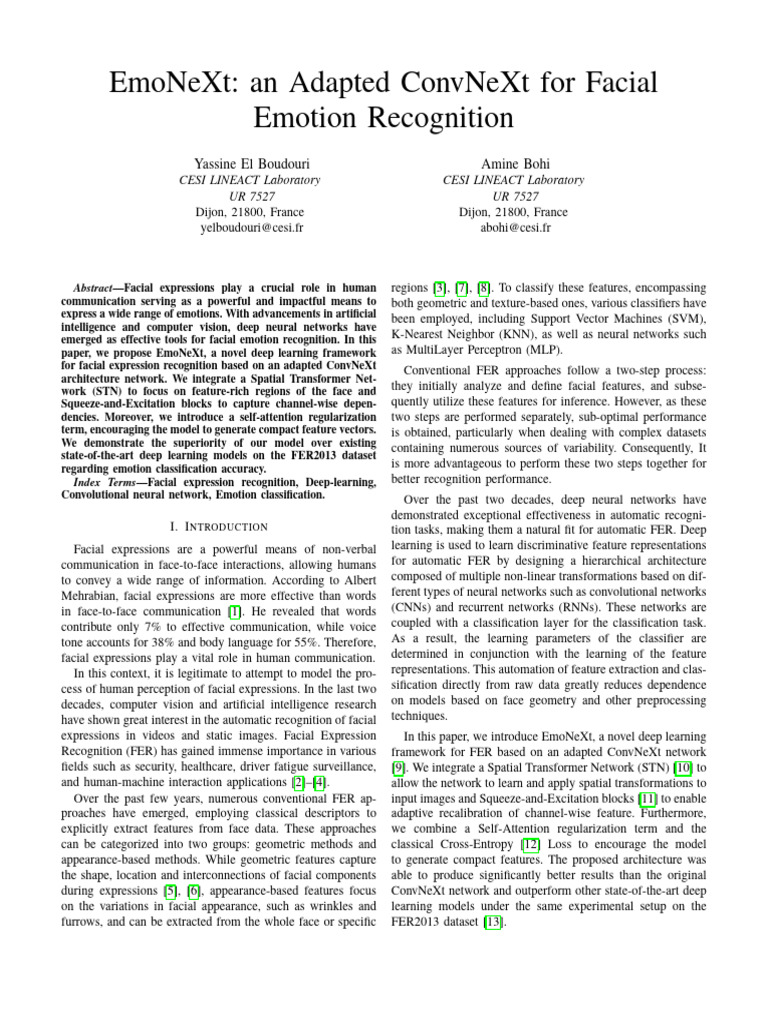 Adapted ConvNeXt For Facial | PDF | Deep Learning | Artificial Neural Network