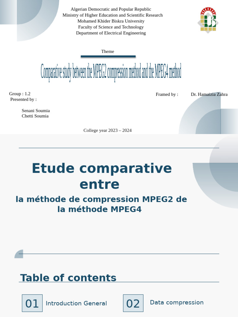 Comparative Study Between The MPEG2 Compression Method and The MPEG4 Method | PDF | Data ...
