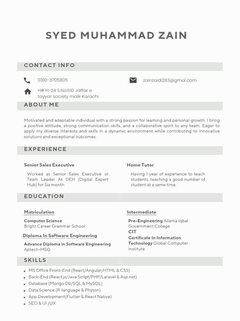 Aspiring Tech Professional Profile | PDF