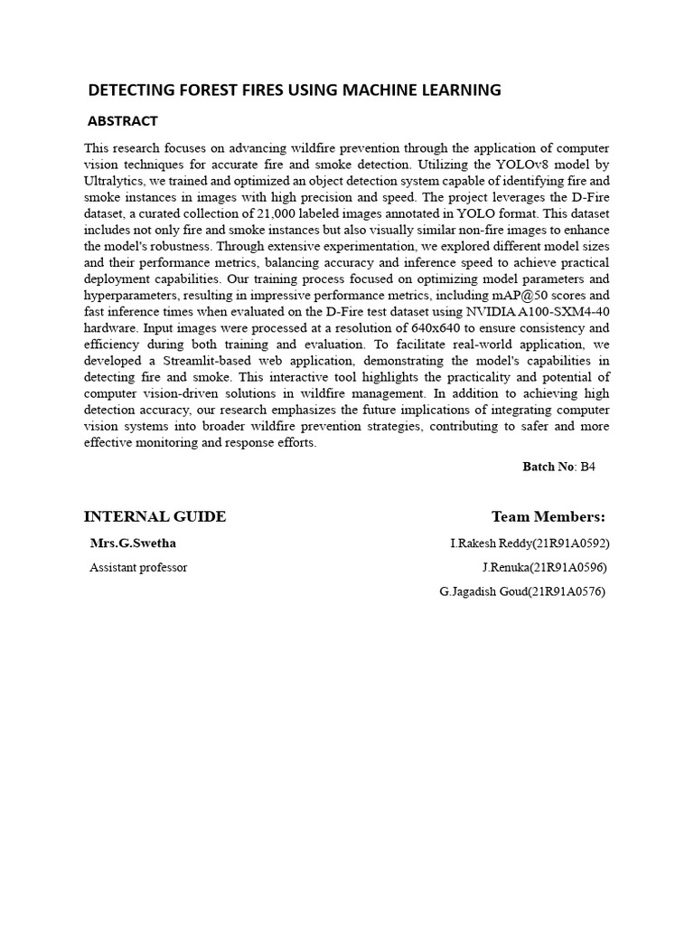 Forest Fire Detection Using ML | PDF