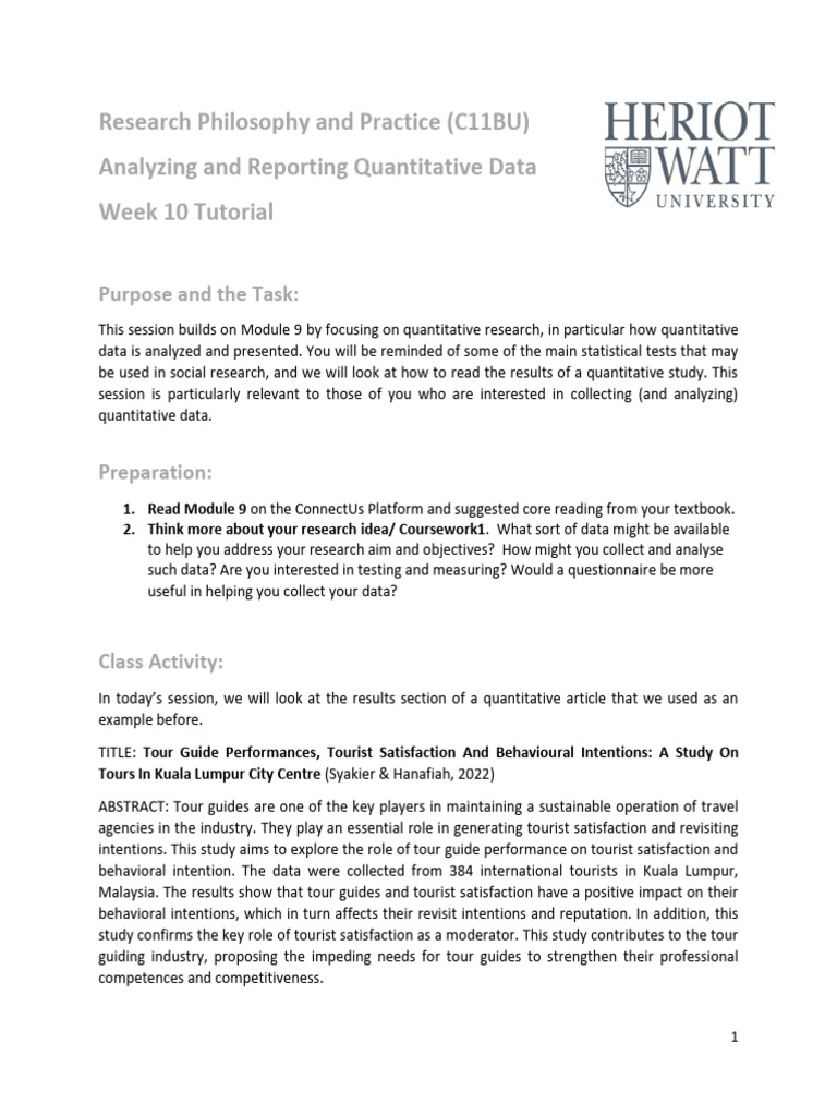 C11BU Tutorial Task Part 2 - Analysing Quantitative Data | PDF | Hypothesis | Quantitative Research