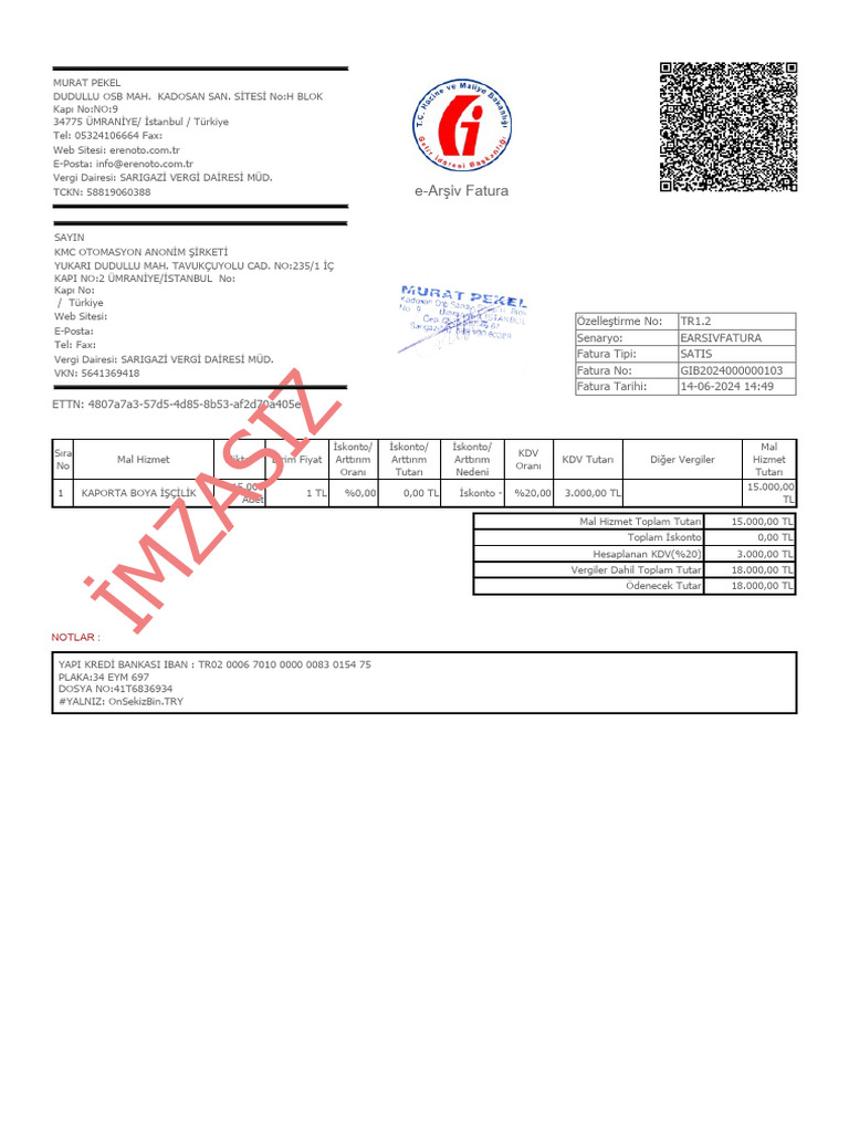 KMC Otomasyon Anonim Sirketi Gib2024000000103 | PDF