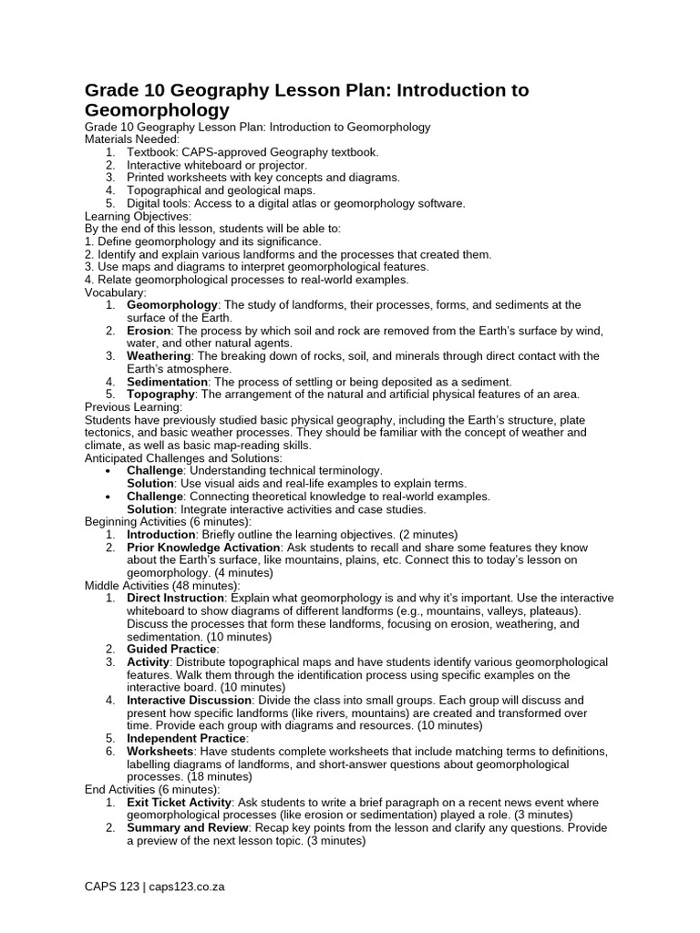Grade 10 Geomorphology Intro | PDF | Geomorphology | Earth Sciences