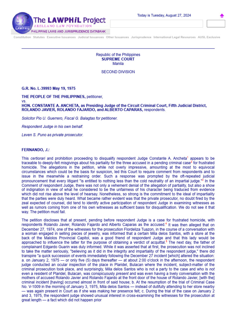 Disqualification of Judge in Homicide Case | PDF | Prosecutor | Judge