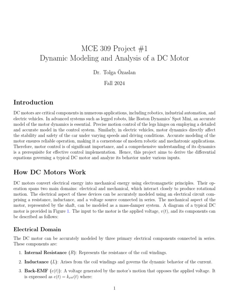 Engineering Students' DC Motor Analysis | PDF | Electric Motor | Torque