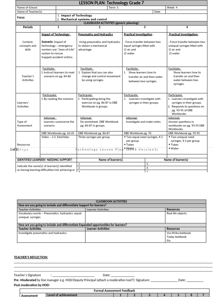 Technology Grade 7 Lesson 4 | PDF | Teachers | Lesson Plan