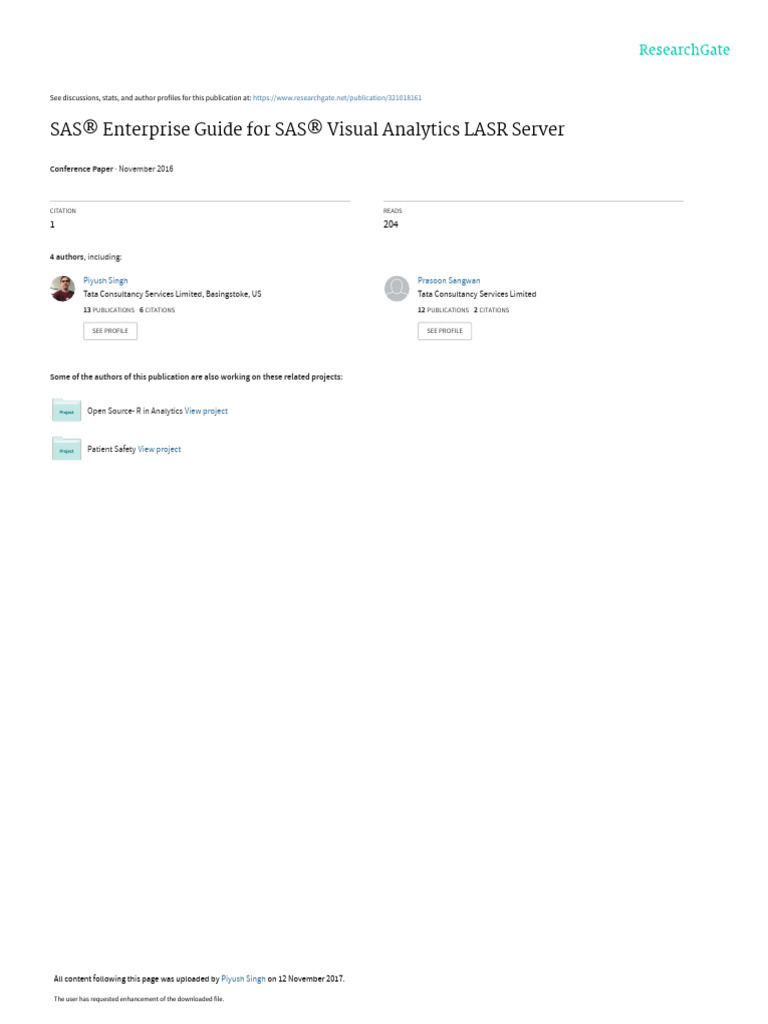 SAS® Enterprise Guide for SAS® Visual Analytics LASR Server | PDF | Sas (Software) | Metadata