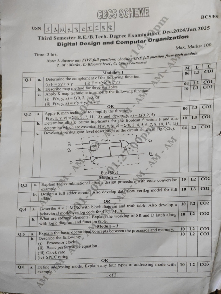 BCS302 Jan.2025 | PDF | Central Processing Unit | Cpu Cache