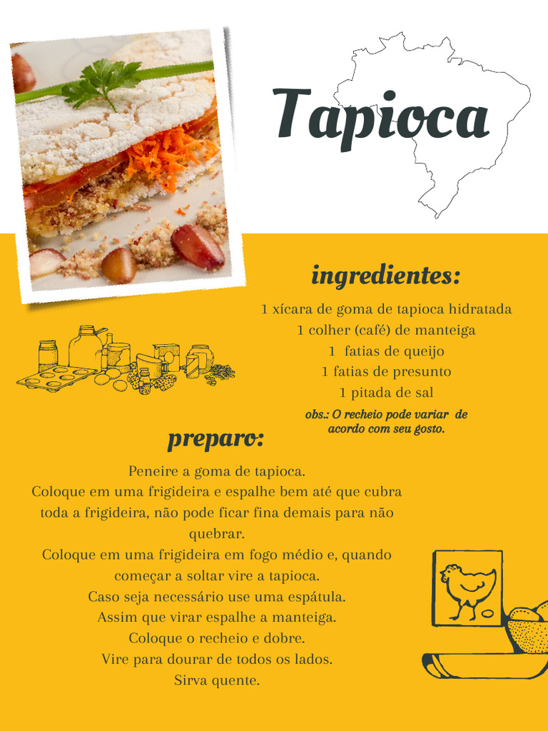 Receita Tradicional de Tapioca Ilustrado Moderno Laranja_20250126 ...