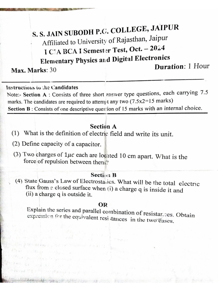 Elementary Physics and Digital Electronics | PDF