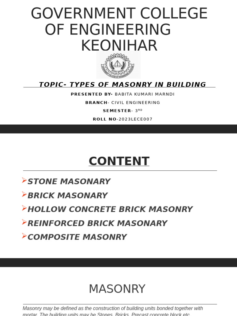 Types of Masonry in Building | PDF | Masonry | Concrete
