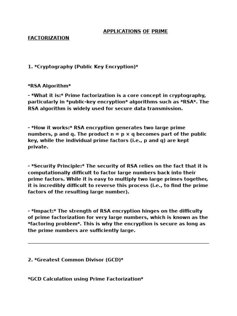 Applications of Prime Factorization | PDF | Factorization | Prime Number