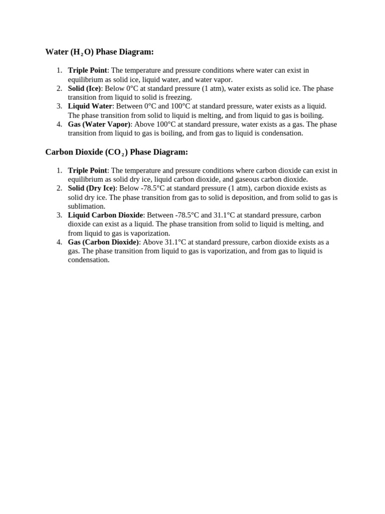Water and CO2 Phase Diagrams Explained | PDF