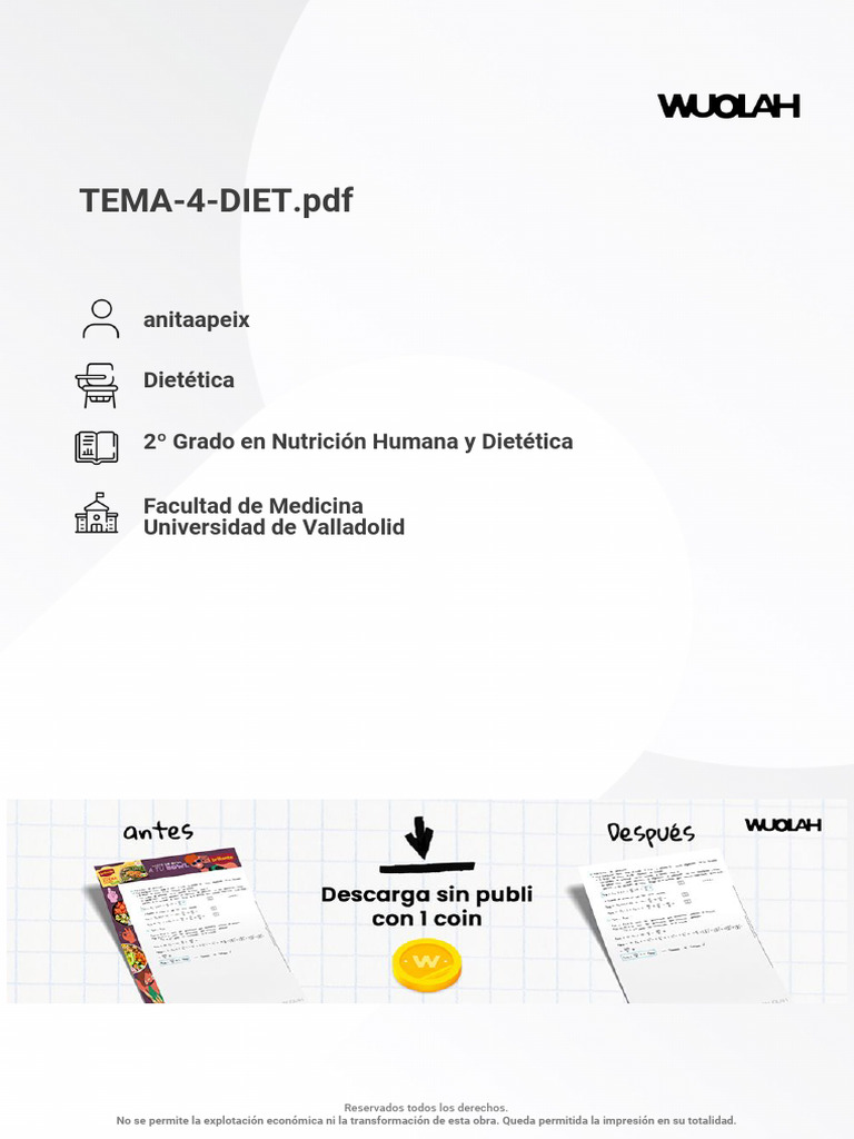Wuolah Free TEMA 4 DIET | PDF | Alimentos | Carne