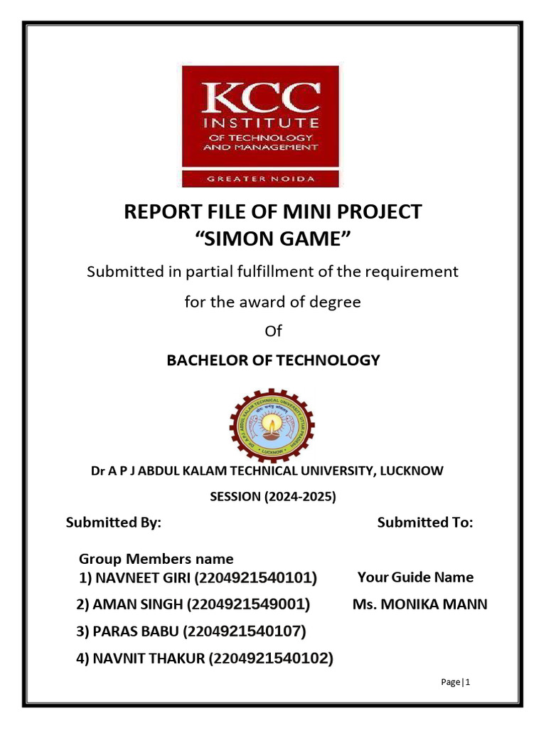 simon project edited | PDF | Memory | Recall (Memory)