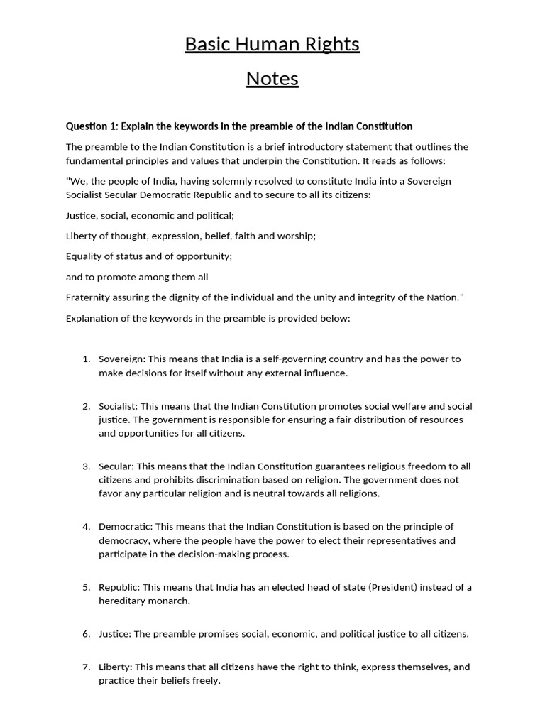 Basic Human Rights_Notes | PDF | Unemployment | United States Bill Of ...