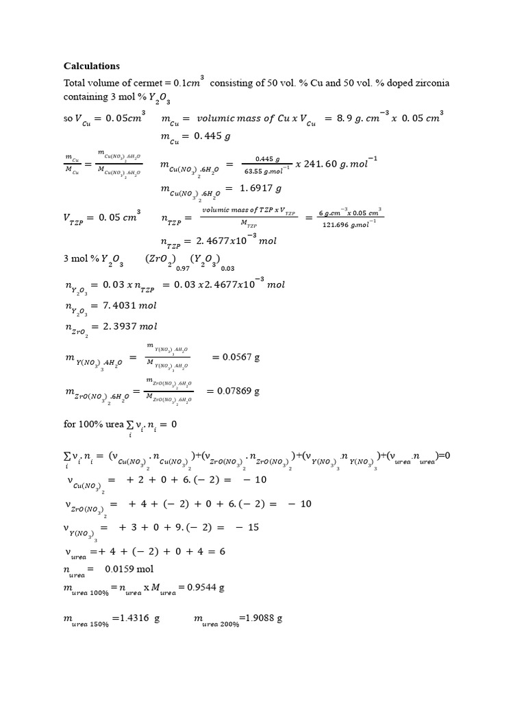 Molar Mass Calculation for ZrO2 | PDF