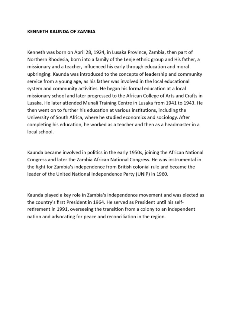 Kenneth Kaunda: African Political Thought | PDF | Zambia | Pan Africanism