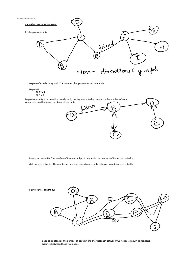 Centrality Measures in a Graph | PDF