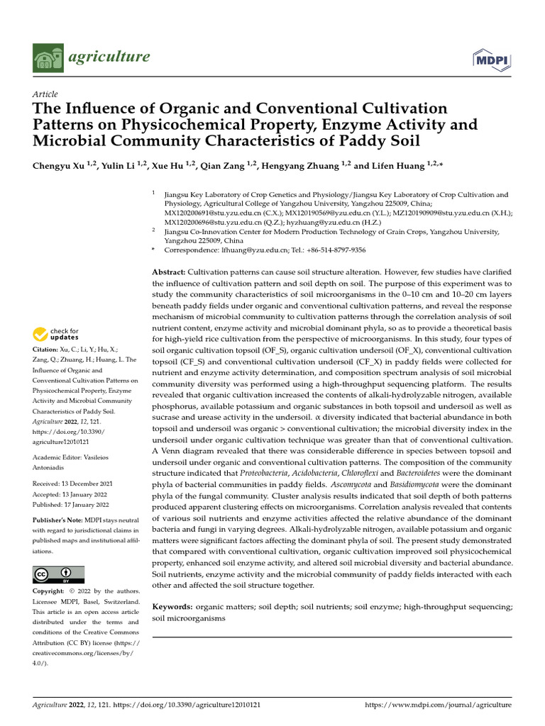 The Influence of Organic and Conventional Cultivation Patterns on Physicochemical Property ...