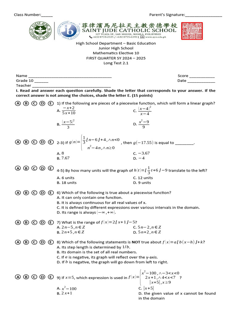 LT 2.1 (Pre-Calculus) | PDF | Function (Mathematics) | Mathematical Logic